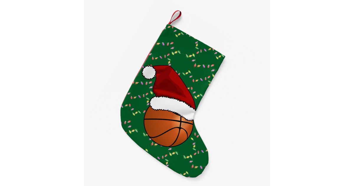Christmas Basketball and Hoop Small Christmas Stocking | Zazzle