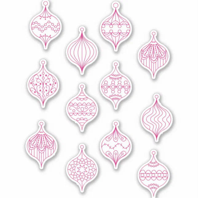 Christmas Bauble Ornament Line Art Sticker | Zazzle