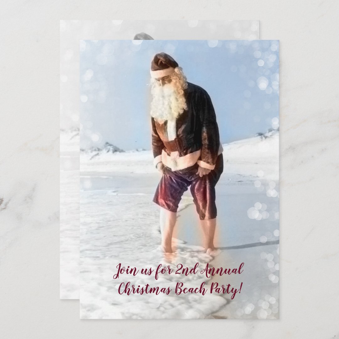 Christmas Beach Party Ocean Santa Invitation | Zazzle