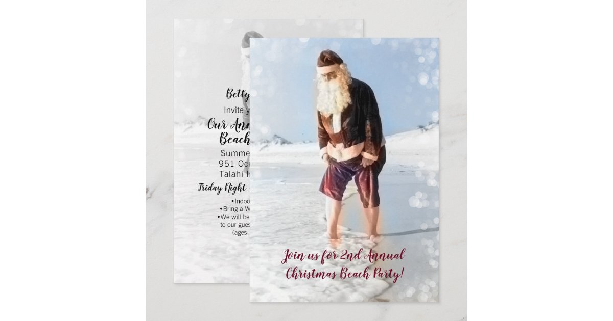 Christmas Beach Party Ocean Santa Invitation | Zazzle