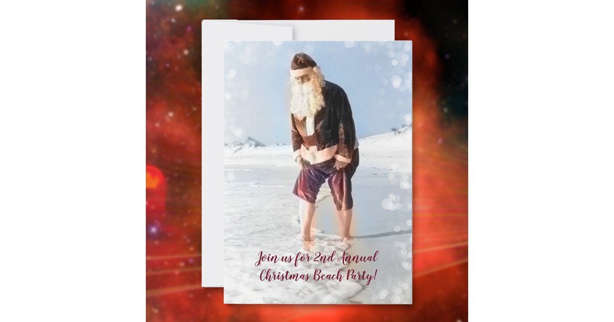 Christmas Beach Party Ocean Santa Invitation | Zazzle