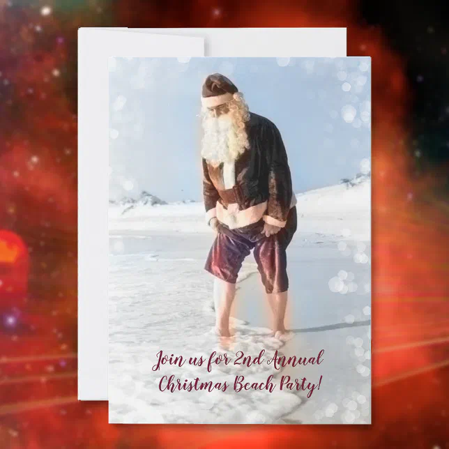 Christmas Beach Party Ocean Santa Invitation | Zazzle