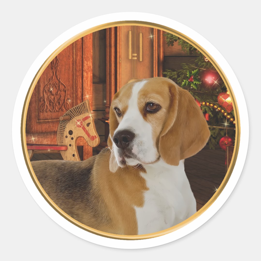 Christmas Beagle Sticker | Zazzle