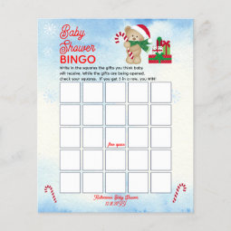 Christmas Bear Bearly Wait Boy Baby Shower Bingo | Zazzle