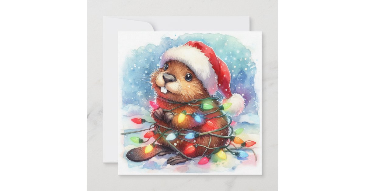 Christmas Beaver Greeting Card | Zazzle