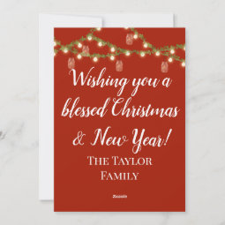 Christmas Believe Jesus Nativity Red Mason Lights Holiday Card | Zazzle