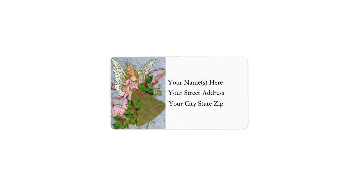 Christmas Bell and Angel Vintage Address Label | Zazzle