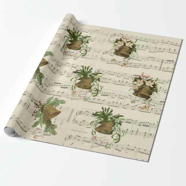 Christmas Bell Music Wrapping Paper | Zazzle