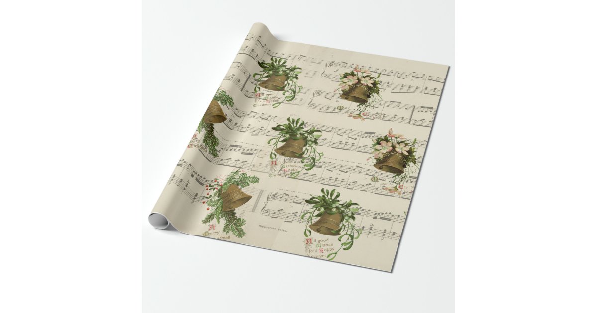 Christmas Bell Music Wrapping Paper | Zazzle