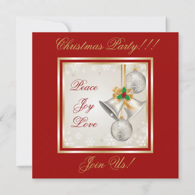Christmas Bells And Ornaments Party Invitation | Zazzle