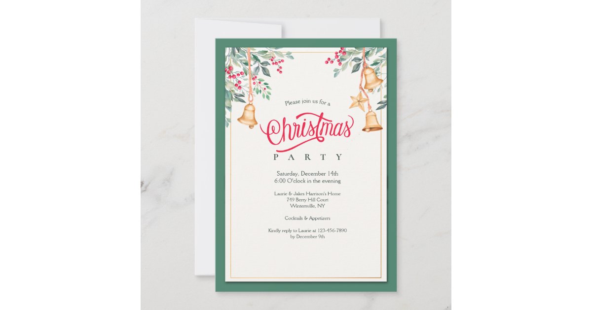 Christmas Bells Party Invitation | Zazzle
