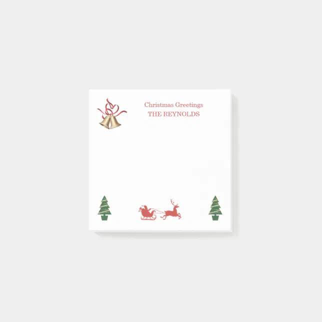 Christmas bells, reindeer, tree post-it notes | Zazzle
