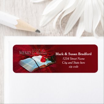 Christmas Bible Christian Return Labels (Red/Snow) | Zazzle