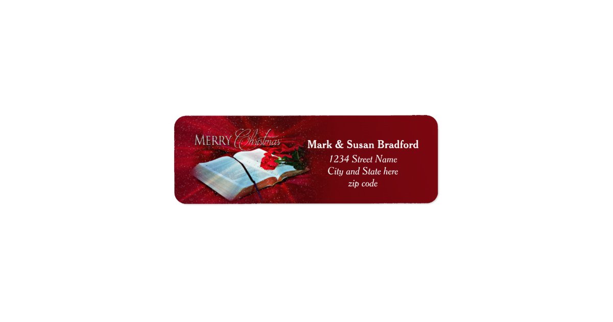 Christmas Bible Christian Return Labels (Red/Snow) | Zazzle
