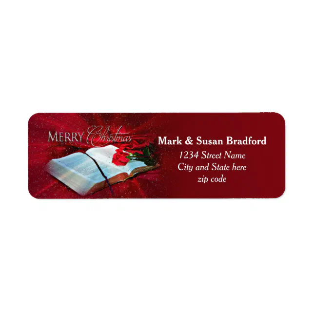 Christmas Bible Christian Return Labels (Red/Snow) | Zazzle