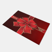 Christmas Big Red Bow Holiday Ribbon Monogram Doormat | Zazzle