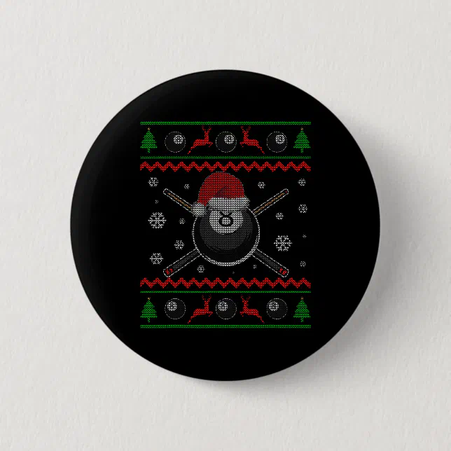 Christmas Billiards Pool Snooker Sport Player Funn Button | Zazzle