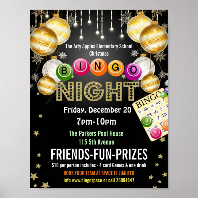 Christmas Bingo Night flyer Poster | Zazzle