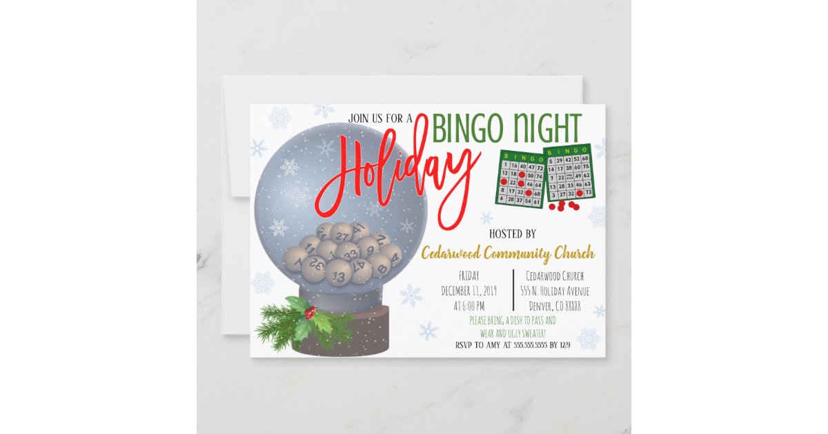 Christmas Bingo Night Party Invitation | Zazzle