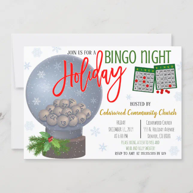 Christmas Bingo Night Party Invitation | Zazzle