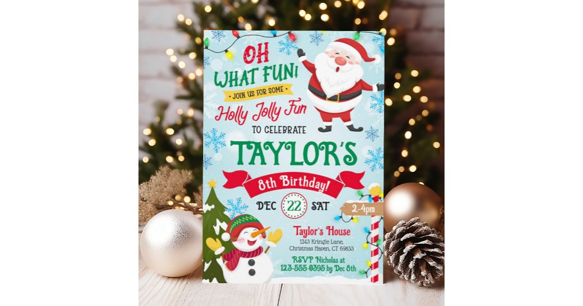 Christmas Birthday Invitation Kids | Zazzle