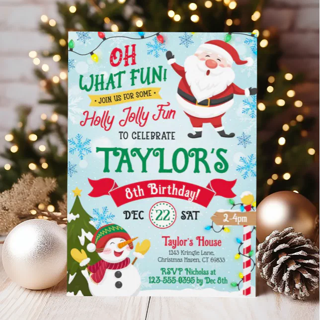 Christmas Birthday Invitation Kids | Zazzle