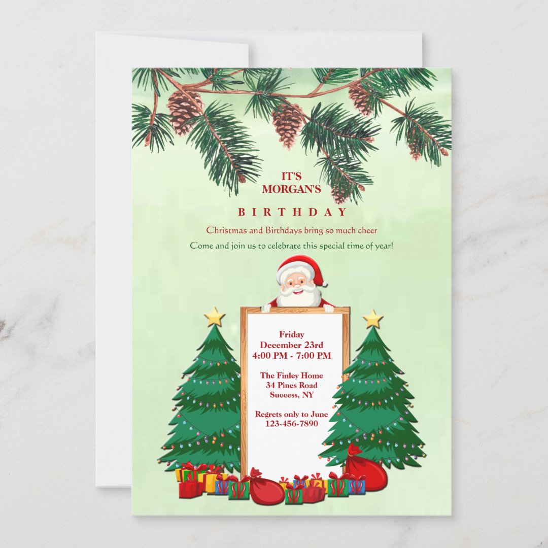 Christmas Birthday Party Invitation Zazzle