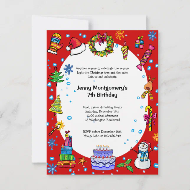 Christmas Birthday Party Invitation Zazzle