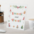 Christmas Birthday Party Sweets And Treats Pedestal Sign | Zazzle