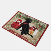 CHRISTMAS BLACK LABRADOR DOORMAT | Zazzle