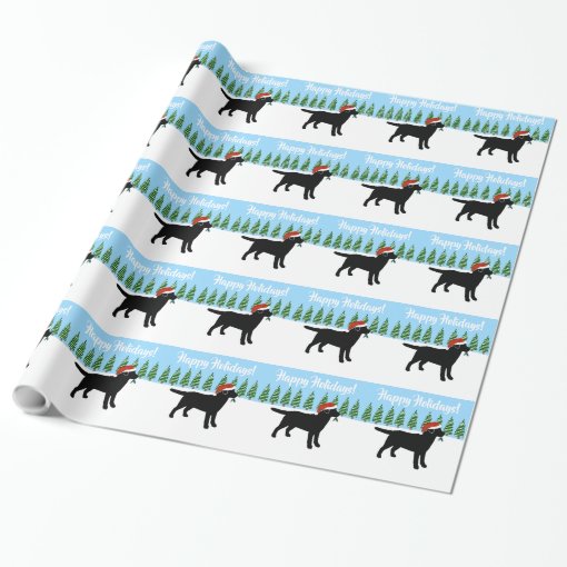 Christmas Black Labrador Santa Hat Wrapping Paper | Zazzle