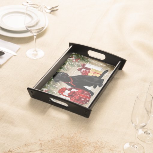 CHRISTMAS BLACK LABRADOR SERVING TRAY | Zazzle