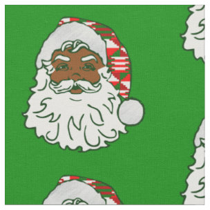 African Santa Fabric Black Santa Christmas Fabrics | Zazzle