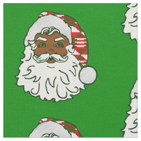 African Santa Fabric Black Santa Christmas Fabrics | Zazzle