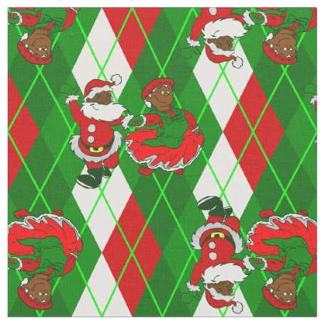 African American Black Santa Claus Christmas Fabric | Zazzle