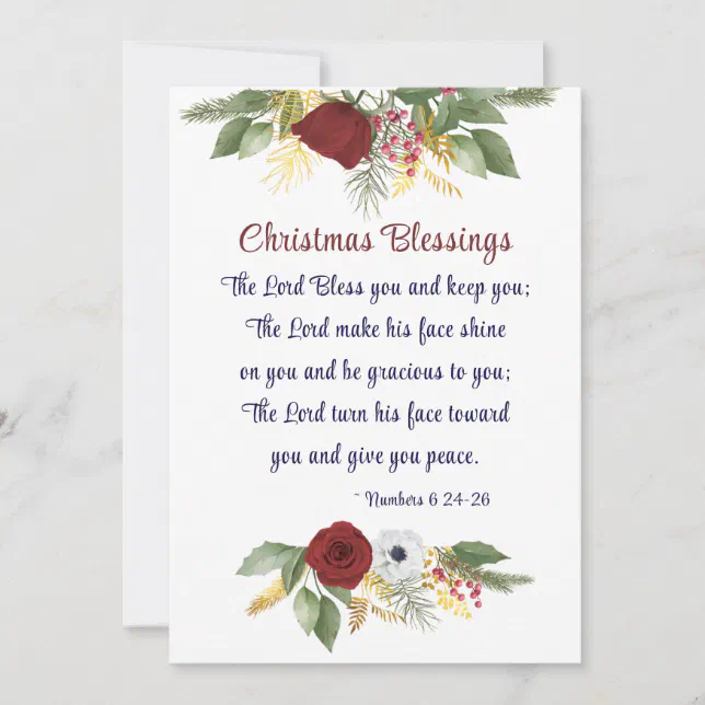 Christmas Blessing Lord Bless You Bible Verse Flat Holiday Card | Zazzle