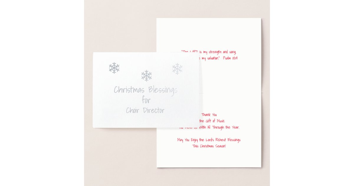 Christmas Blessings Choir Director Foil Card | Zazzle
