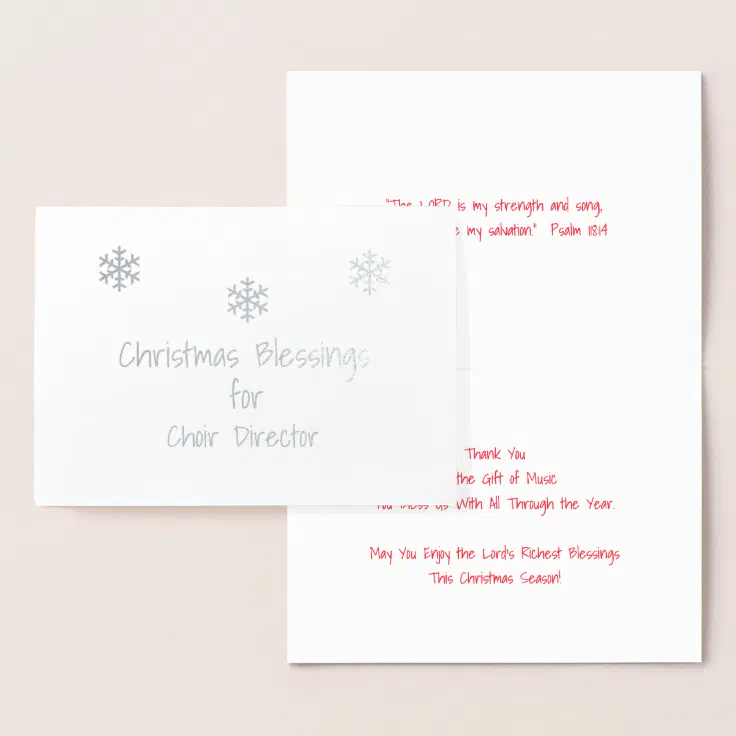 Christmas Blessings Choir Director Foil Card | Zazzle