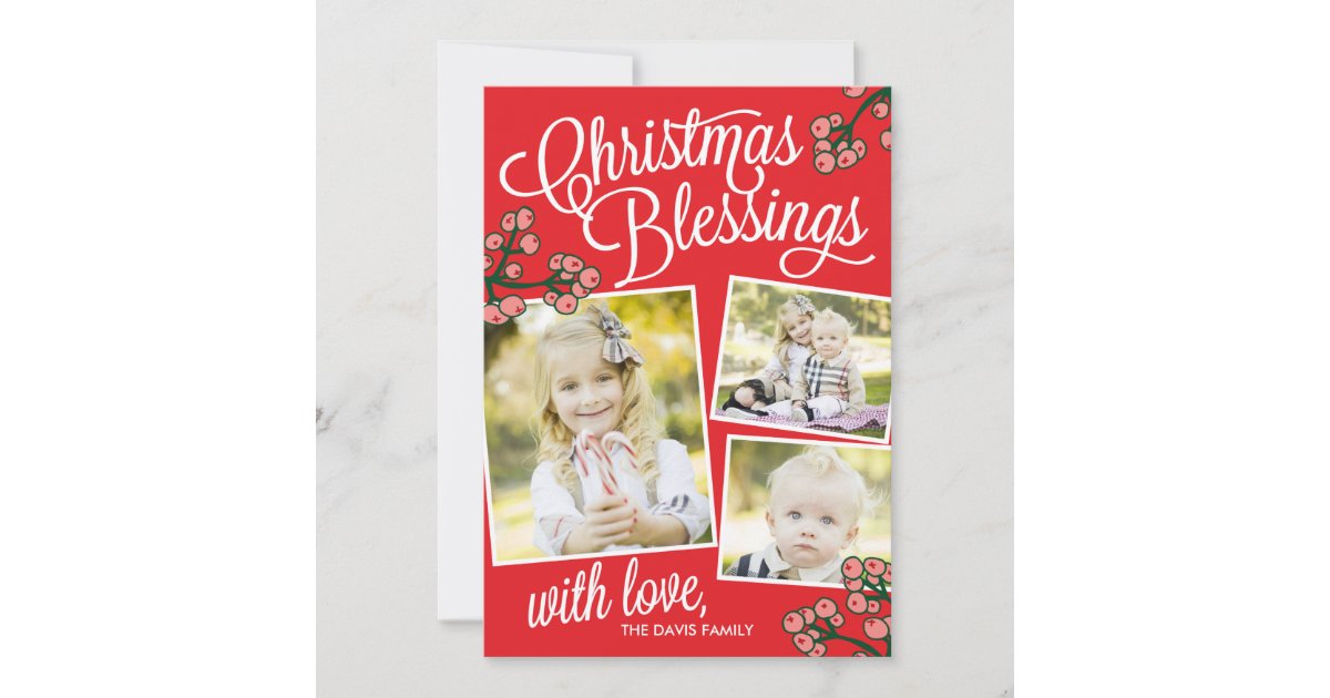 Christmas Blessings Holiday Photo Cards | Zazzle