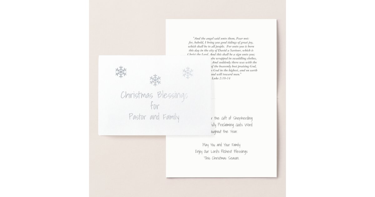 Christmas Blessings Pastor/Family Foil Card | Zazzle