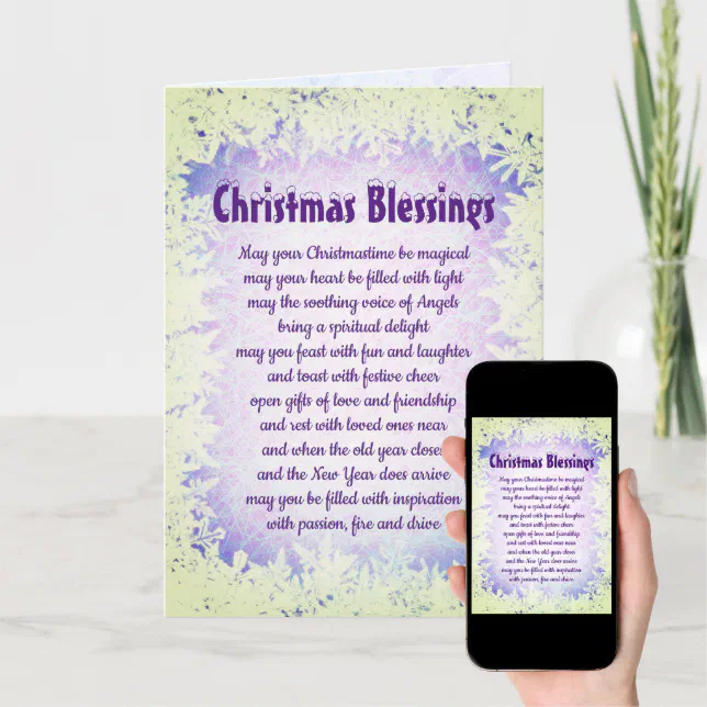 Christmas Blessings purple frost design Card | Zazzle