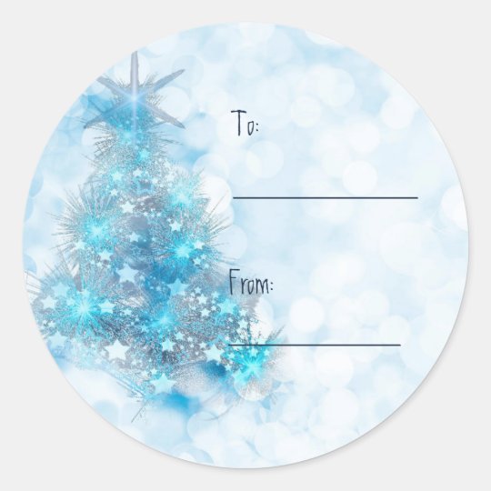 Christmas Blue Christmas Tree Custom Gift Tag | Zazzle.com