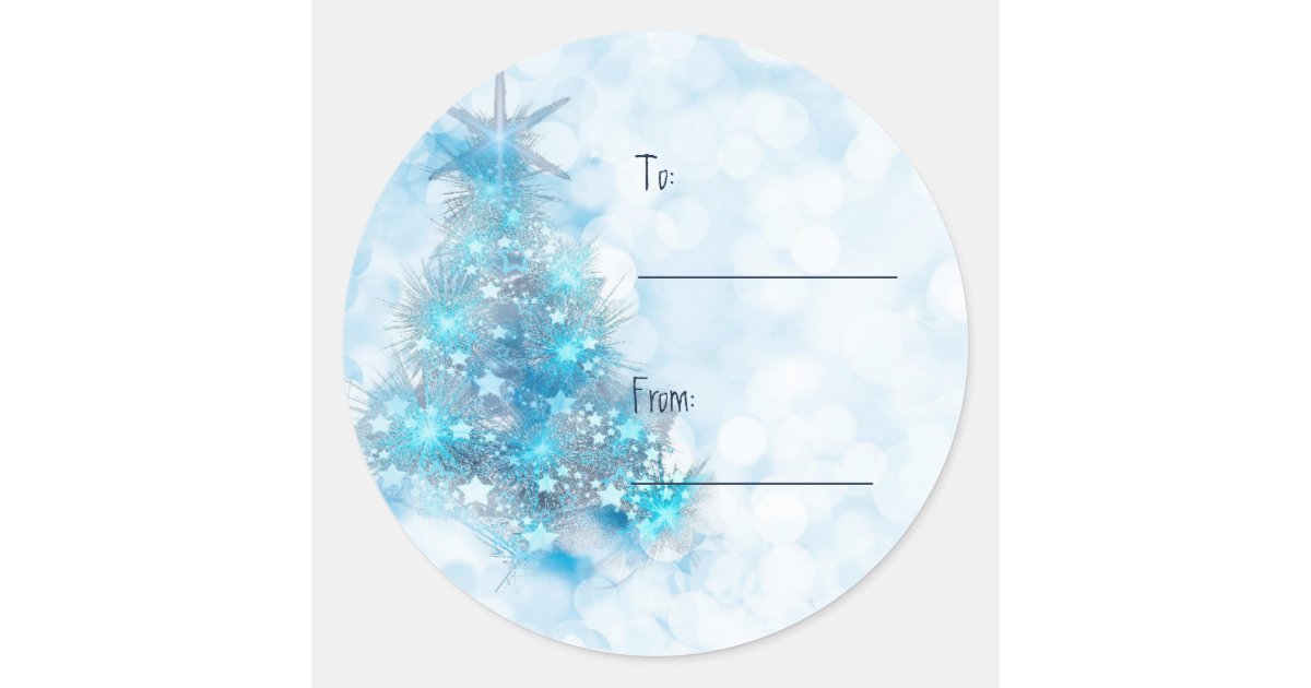 Christmas Blue Christmas Tree Custom Gift Tag | Zazzle
