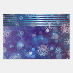 Christmas Blue Green Pink Winter Wonderland Wrapping Paper Sheets | Zazzle
