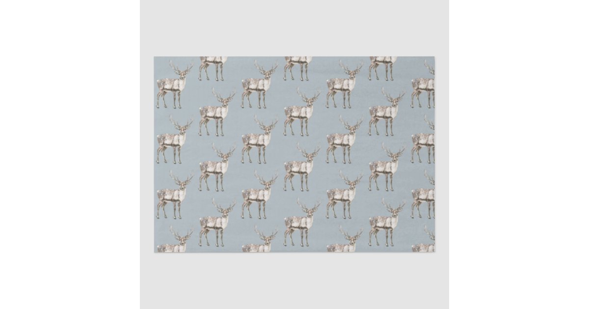 Christmas Blue Rustic Deer Tissue Paper | Zazzle