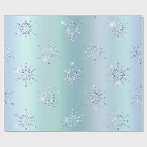 Christmas Blue Snowflake Sparkle Wrapping Paper | Zazzle