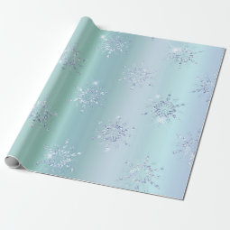 Christmas Blue Snowflake Sparkle Wrapping Paper | Zazzle