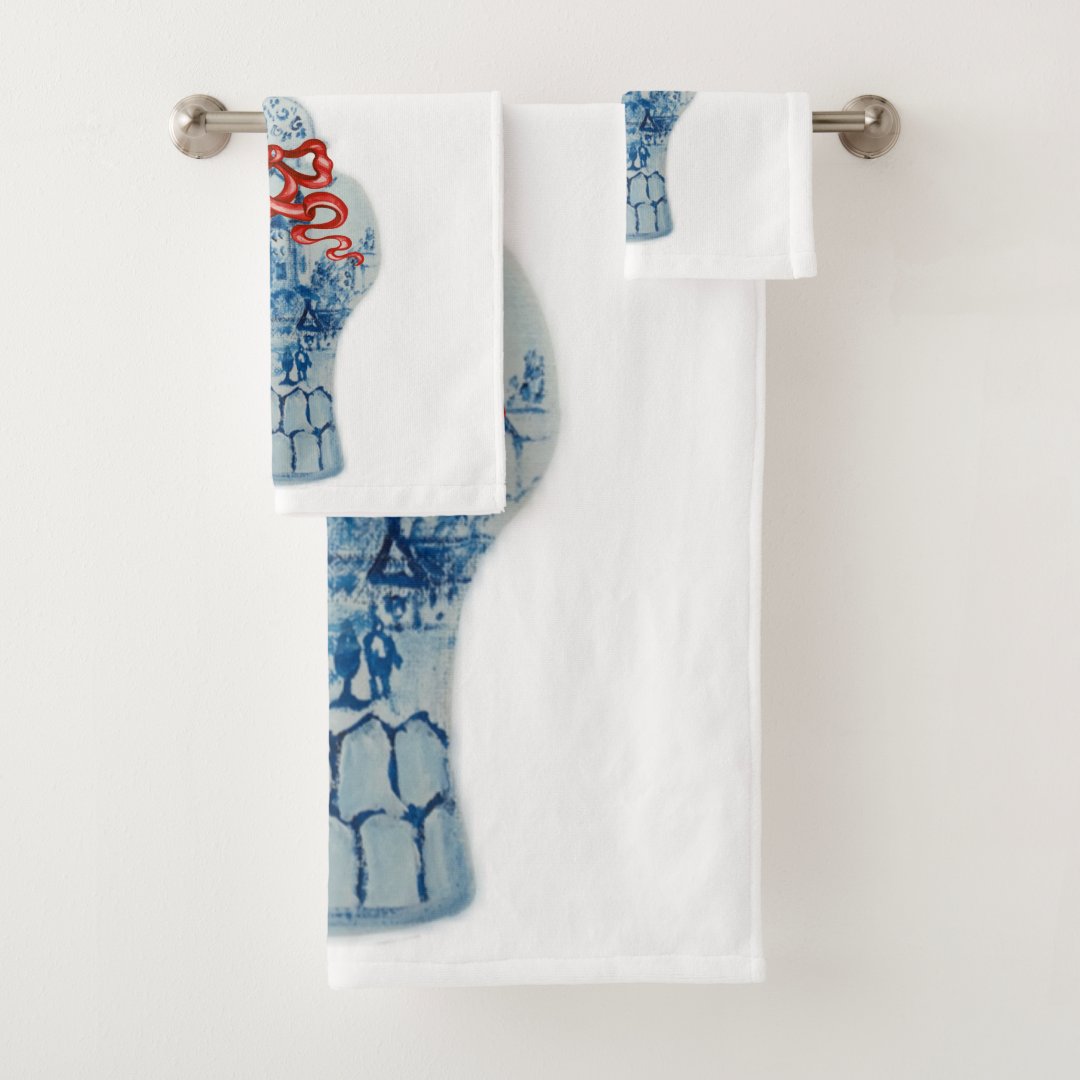 Christmas Blue White Ginger Jar Towel Set | Zazzle