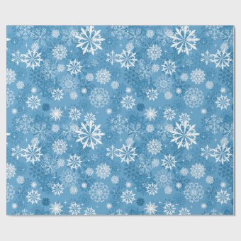 Christmas blue white snowflake pattern wrap wrapping paper | Zazzle