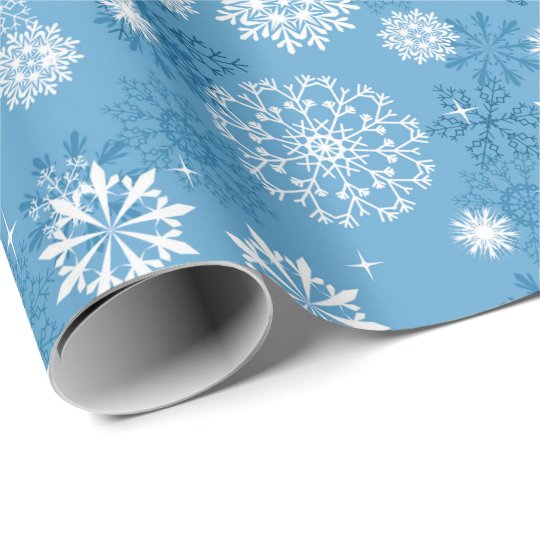 Christmas blue white snowflake pattern wrap wrapping paper | Zazzle.com